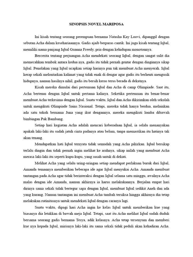 Sinopsis Novel Mariposa | PDF