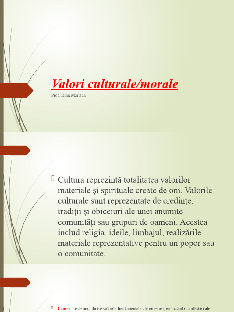 Valori Culturale Si Morale | PDF