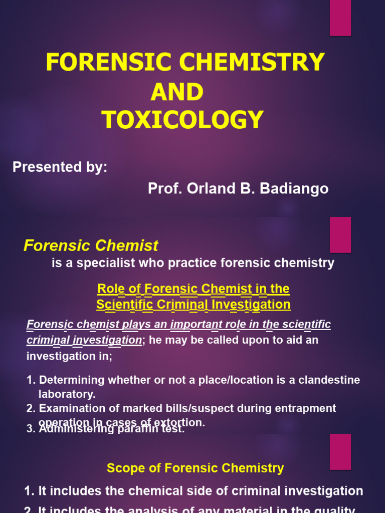 Introduction To Forensic Chemistry - PPTX Lecture For Board | PDF ...