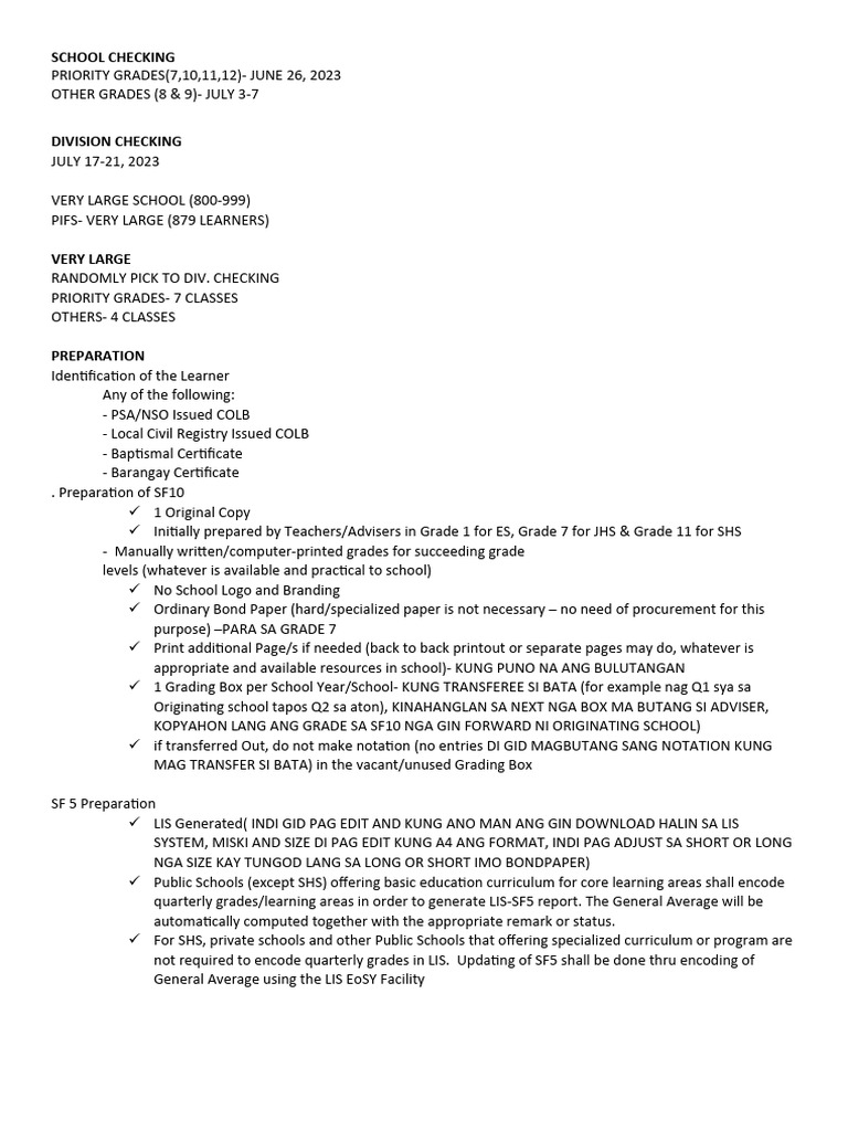 School Checking | PDF