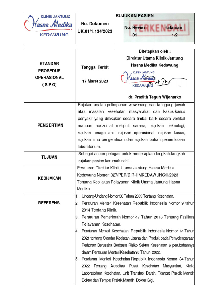 Spo Rujukan Pasien | PDF