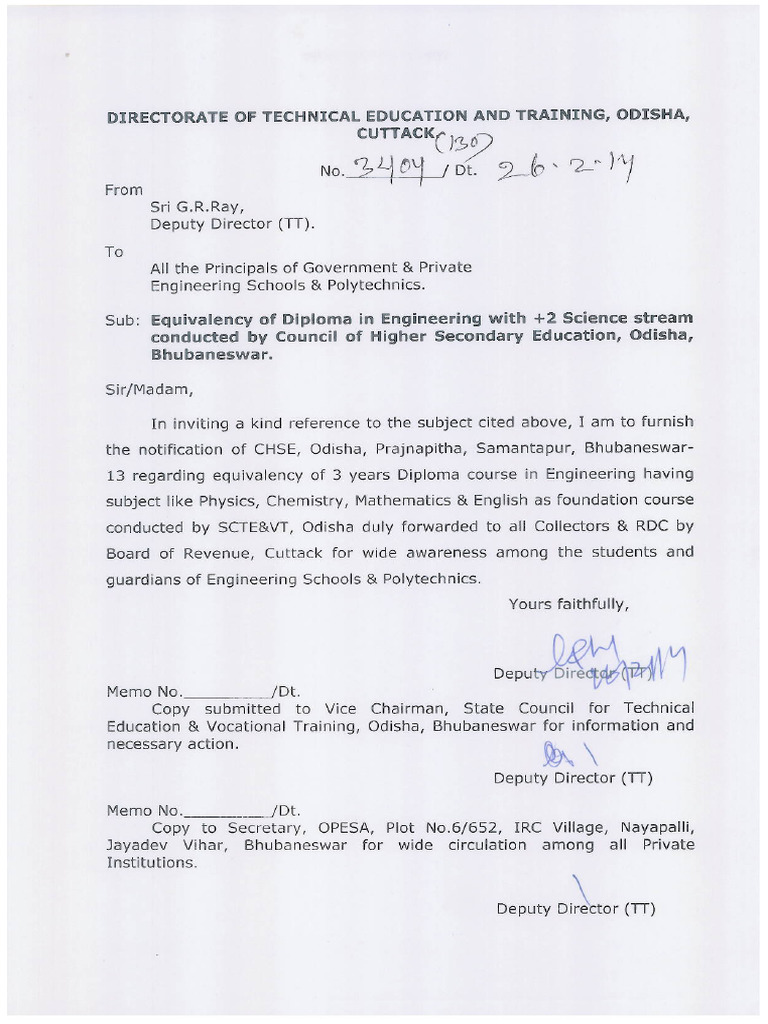 Diploma Equivalent To +2 Sc. Letter of Dtet | PDF