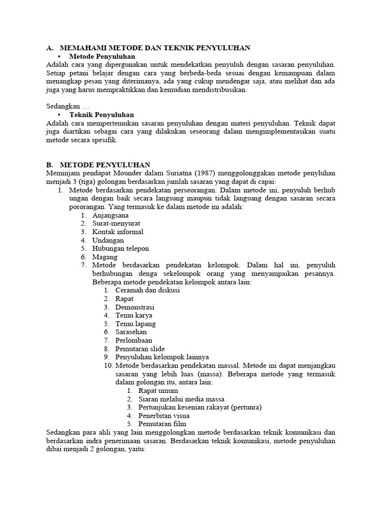 Memahami Metode Dan Teknik Penyuluhan | PDF