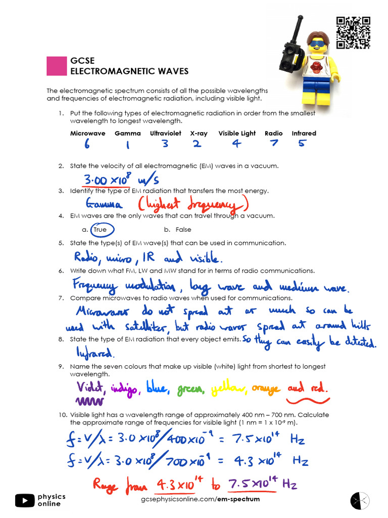 GCSE Electromagnetic Waves Answers | PDF | Science & Mathematics ...
