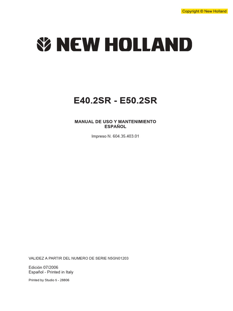 Manual Instrucciones New Holland E40.2SR - E50.2SR | PDF | Soldadura ...