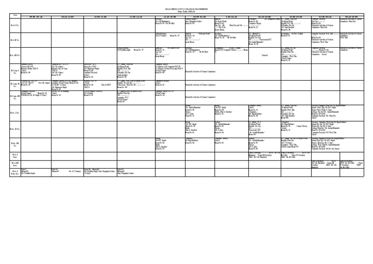 Online Time Table 2020-21 | PDF