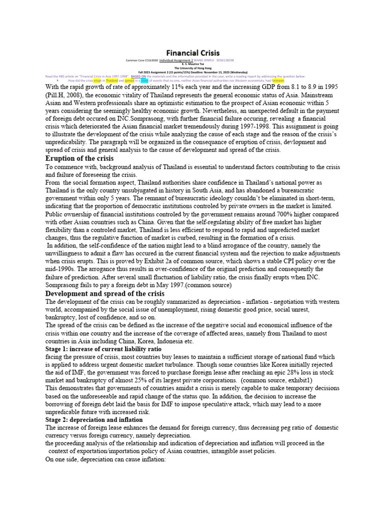 CCGL Asm2 WANG XINRUI 3036128298 2023 3 | PDF | Inflation | Exports