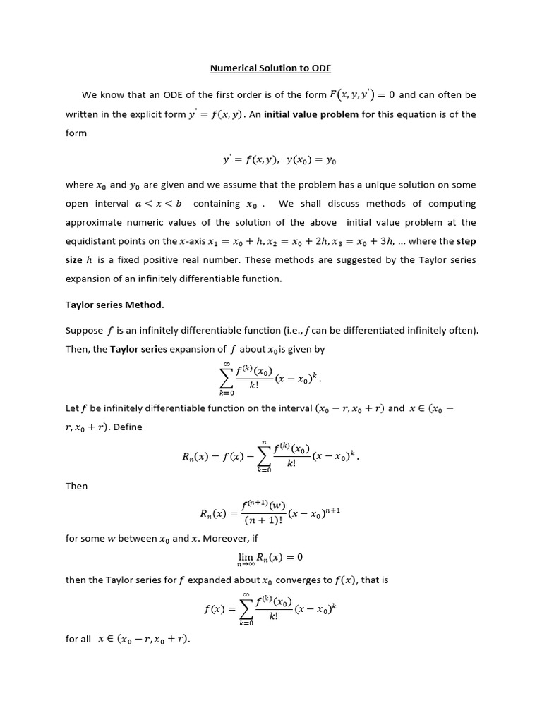 Taylor Series Method, Euler's Method and Modified Euler's Method | PDF ... Taylor Series Method, Euler's Method and Modified Euler's Method | PDF ...
