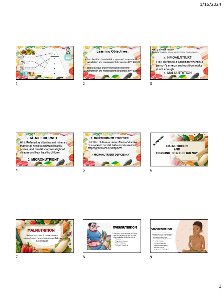Health Lecture 1 Week 2 | PDF | Micronutrient | Malnutrition Health Lecture 1 Week 2 | PDF | Micronutrient | Malnutrition