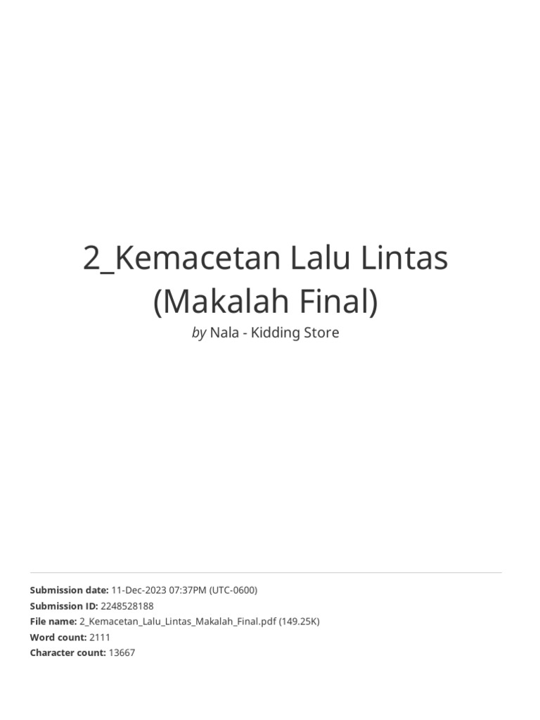 2 - Kemacetan Lalu Lintas (Makalah Final) - Cek Plagiasi | PDF | Computing