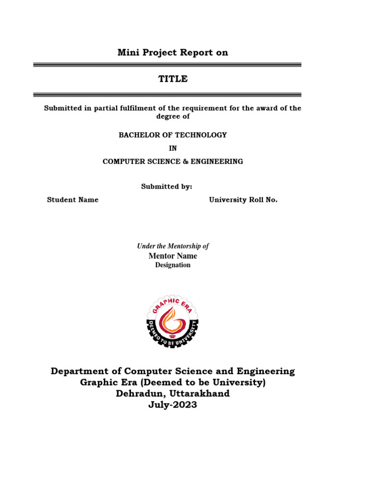CSE MINI PROJECT Report TemplatePDF 231122 133402 | PDF | Mentorship | Computer Science