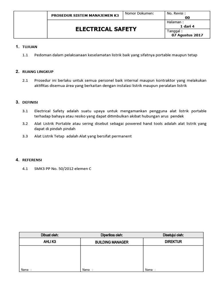 SOP-17 SOP Electrical Safety | PDF