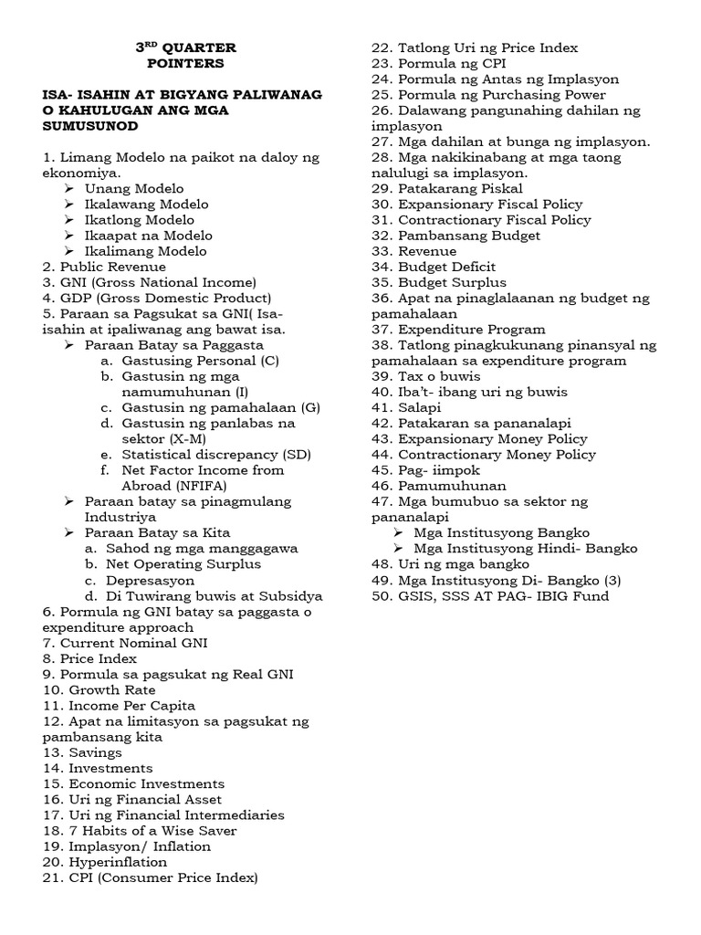 3RD Quarter Pointers | PDF