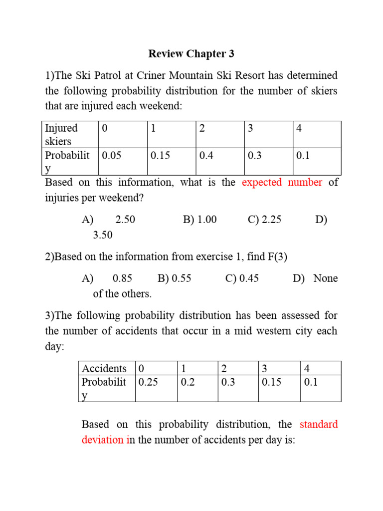 Probability Distributions and Calculations | PDF | Standard Deviation ...