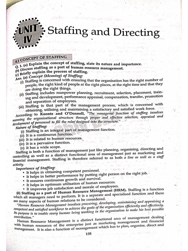 Unit-4 (Staffing and Directing) | PDF