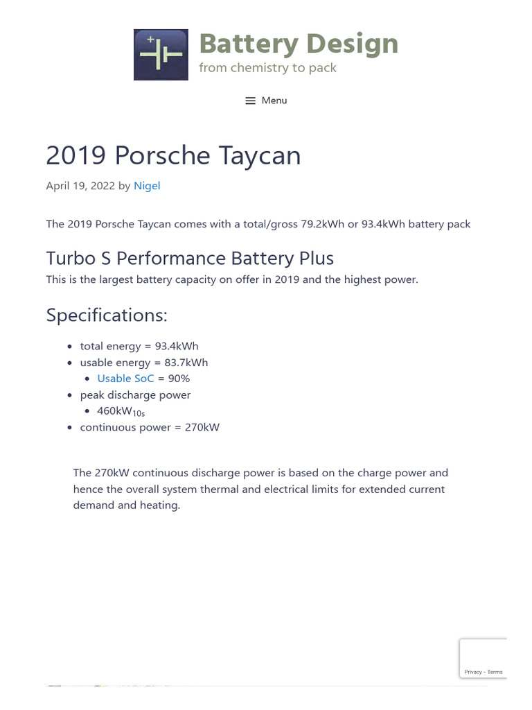 2019 Porsche Taycan - Battery Design | PDF | Nature | Metrology