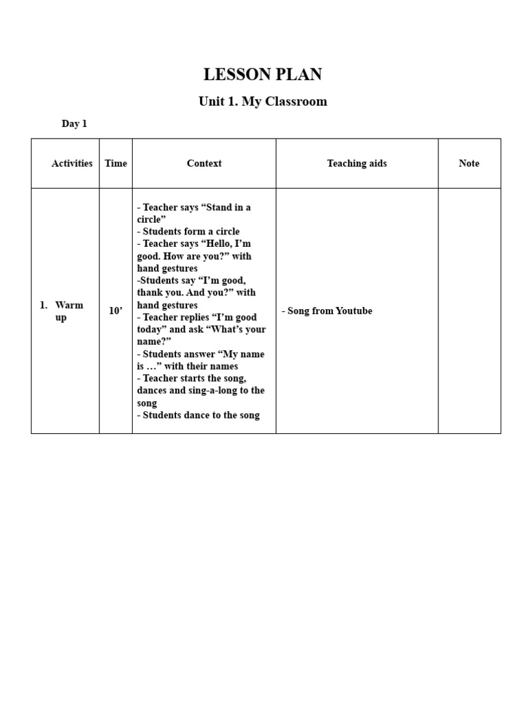 LESSON PLAN (PRE KID) | PDF