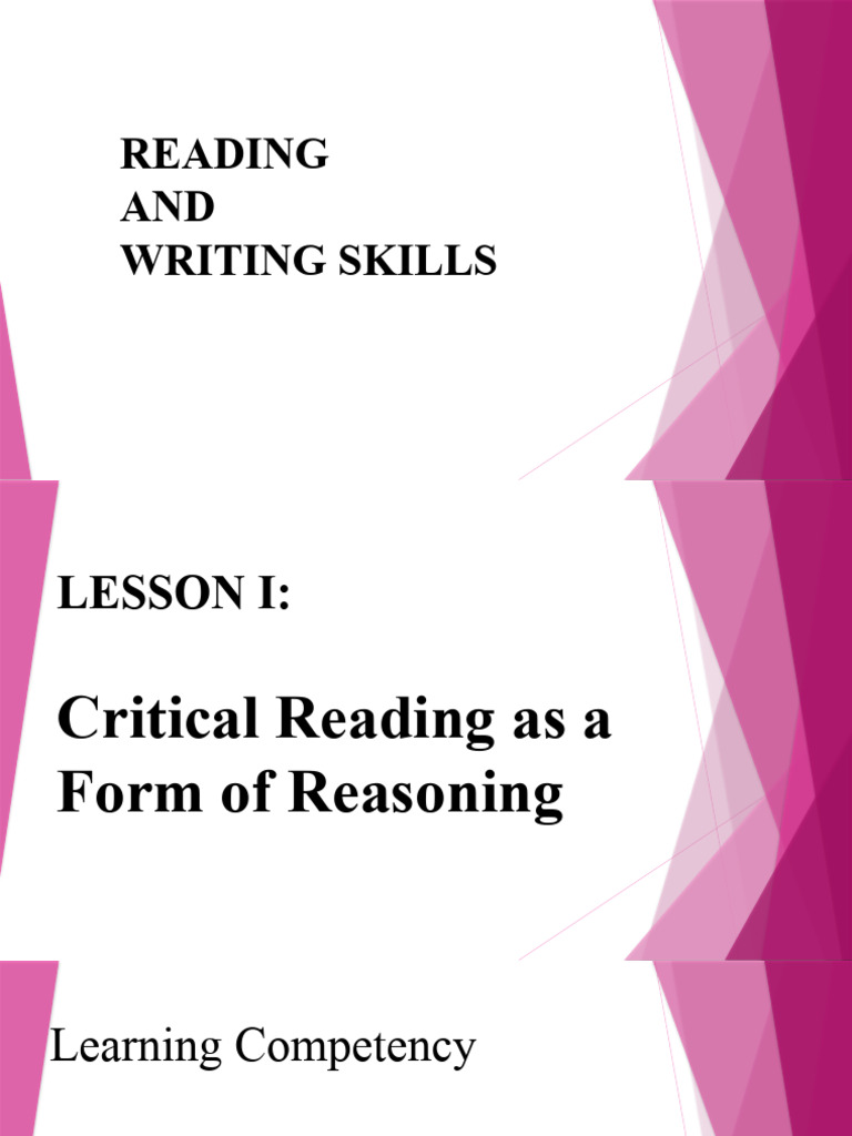 Critical Reading Skills for Reasoning | PDF | Laughter | Thought
