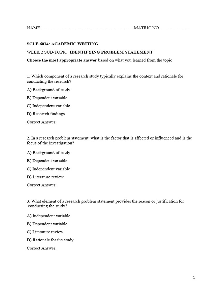 3 - Identifying Problem Statement - Student | PDF