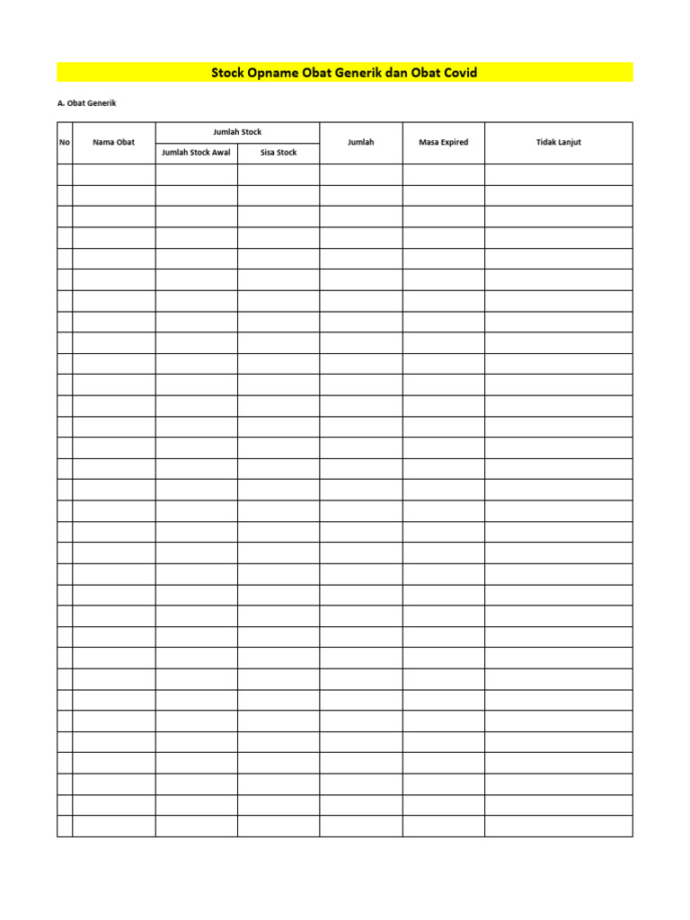 Form Stock Opname Obat | PDF