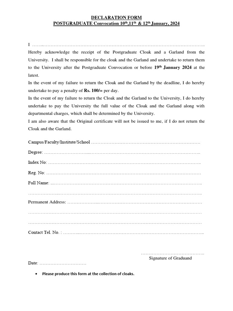 Declaration Form PG 2022 | PDF