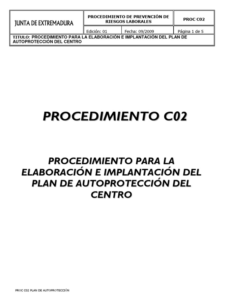 Proc C02 Plan de Autoproteccion | PDF | Seguridad y salud ocupacional