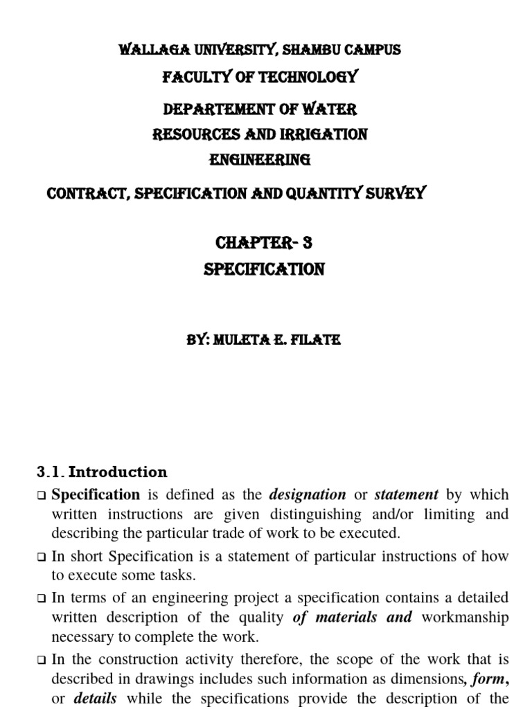 Chapter 3-Three Specification1 | PDF | Specification (Technical ...