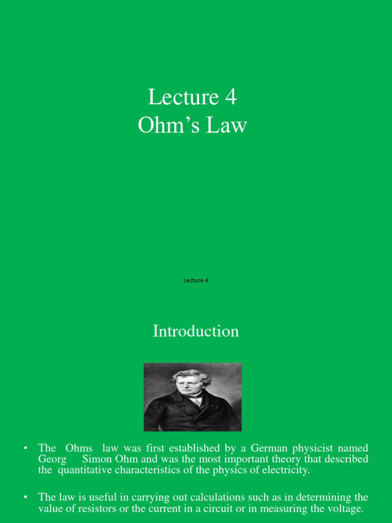 Lecture 4 1 | PDF | Electrical Resistance And Conductance | Resistor