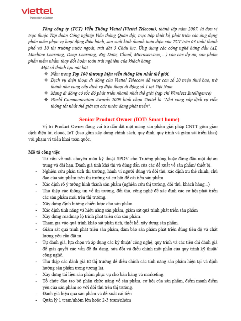 (VTT) Product Owner (IOT) | PDF