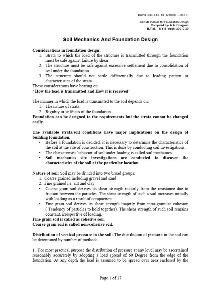 Soil Mechanics and Foundation Notes | PDF | Deep Foundation ...