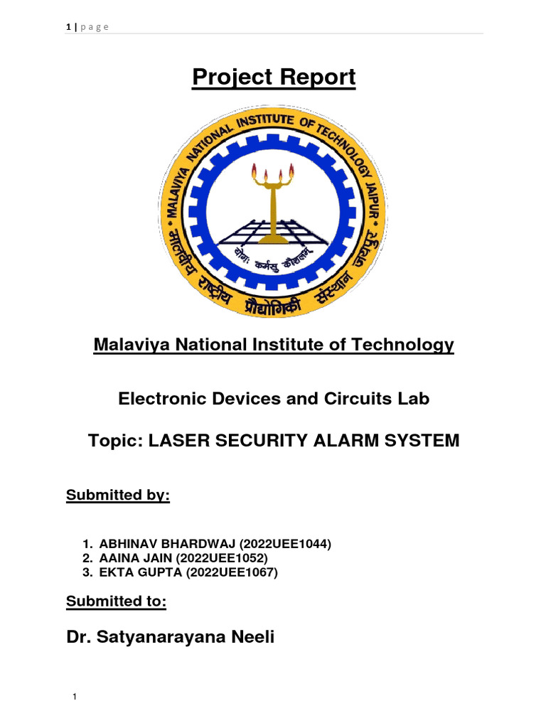 Laser Security Alarm System Report | PDF | Capacitor | Resistor