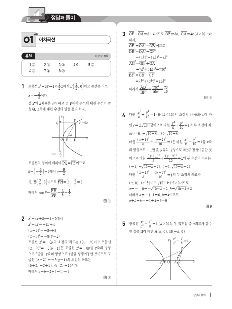Ebs 수능특강 기하와 벡터 (2019) 정답과 해설 | PDF