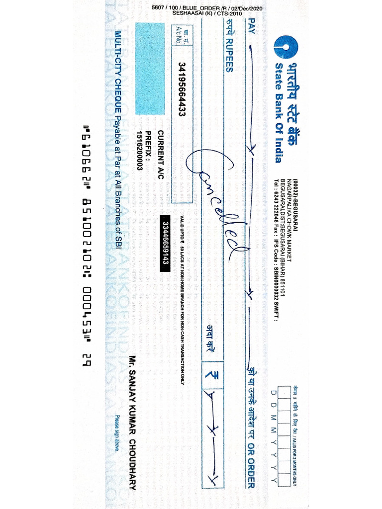 Cancelled Cheque | PDF
