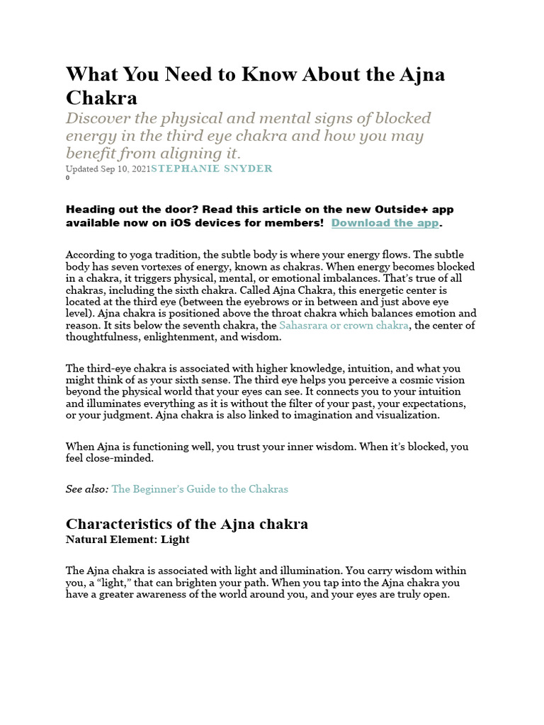 Understanding the Ajna Chakra Benefits | PDF | Self-Improvement