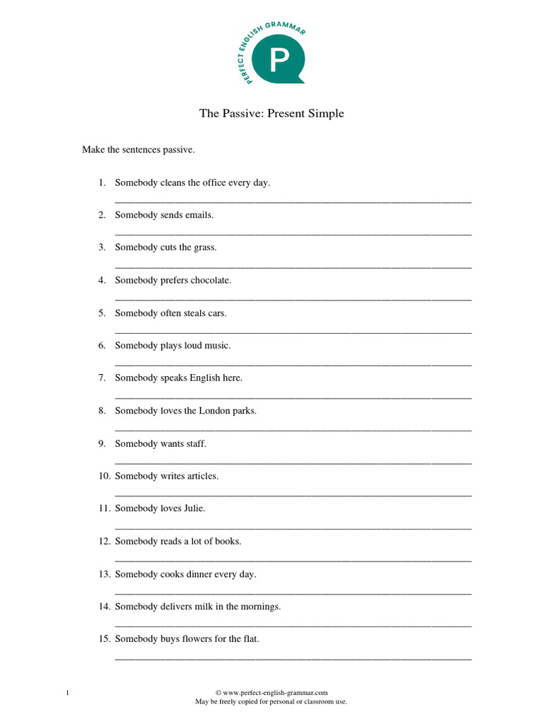 Present Simple Passive Form | PDF | Food And Drink
