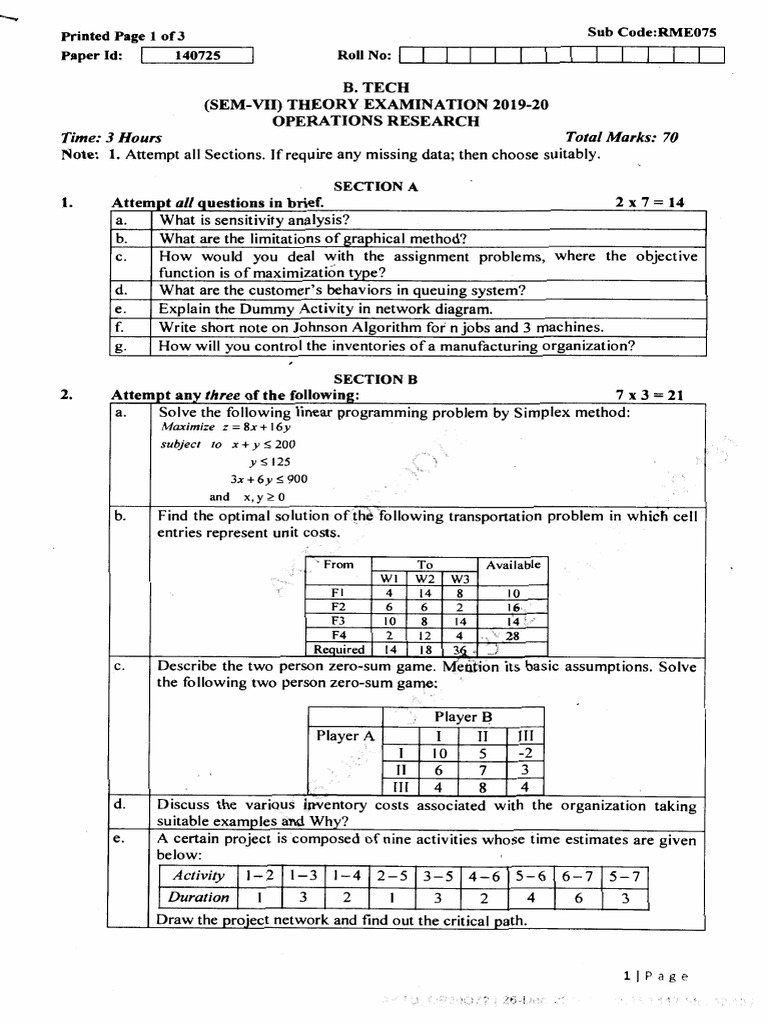 Operations Research Rme 075 | PDF