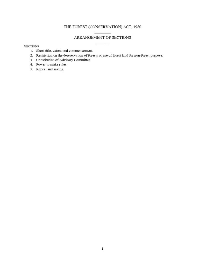 The Forest (Conservation) Act, 1980 | PDF | Repeal | Statutory Law