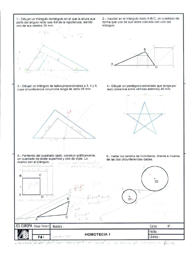 Homotecia 1º Bto - Soluc | PDF