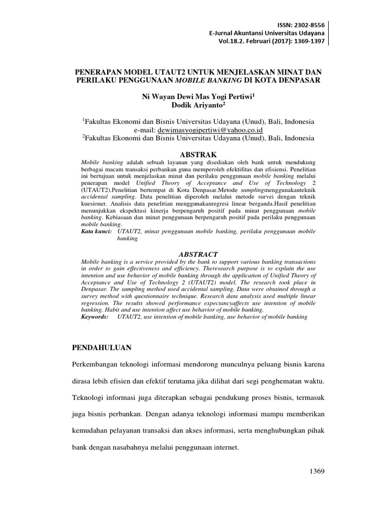 Penerapan Model Utaut2 Untuk Menjelaskan | PDF