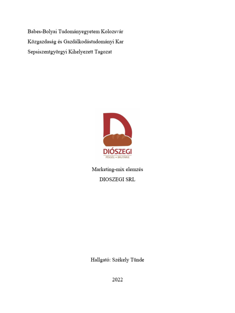 Dioszegi Marketing-Mix | PDF