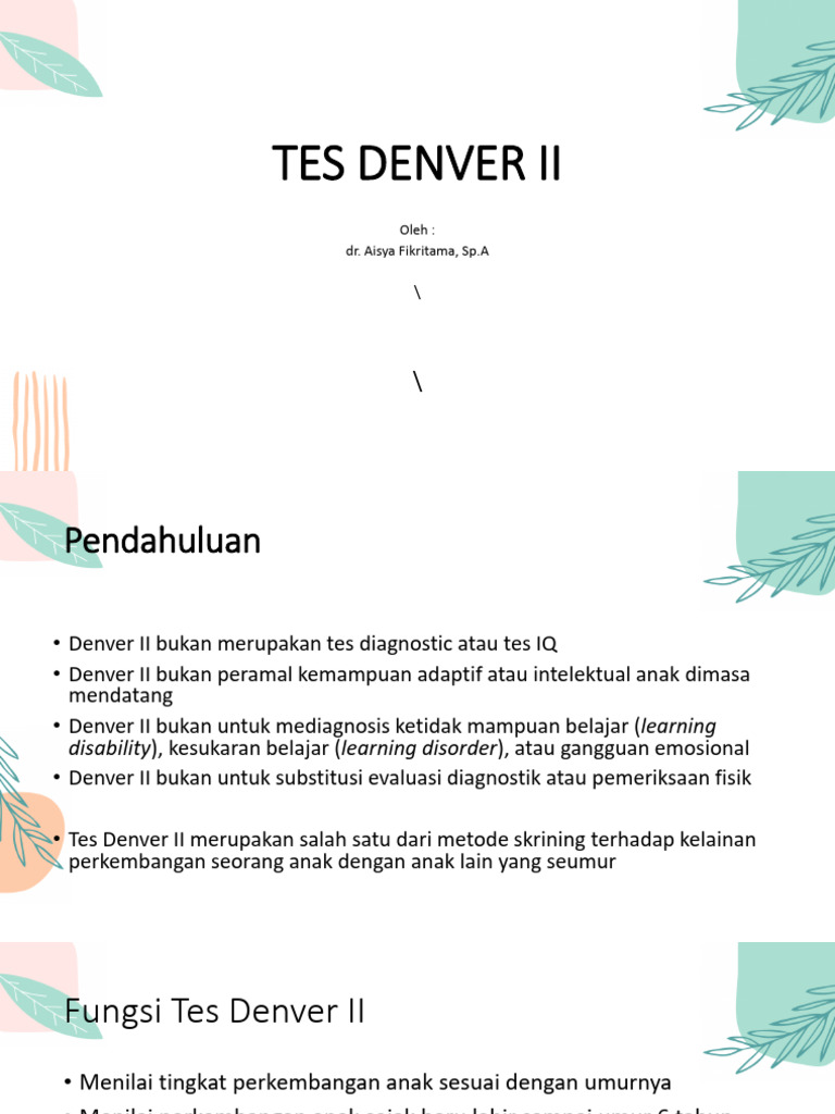 Panduan Pelaksanaan Tes Denver II | PDF