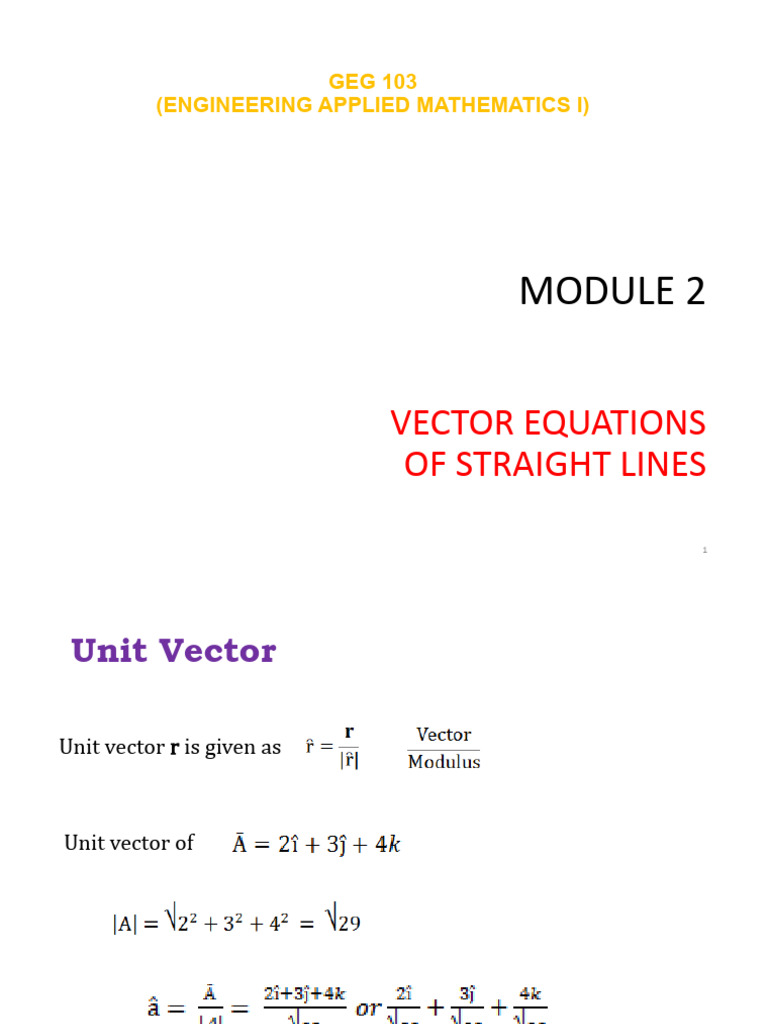 Module 2 (Vectors - Straight Lines).PDF | PDF