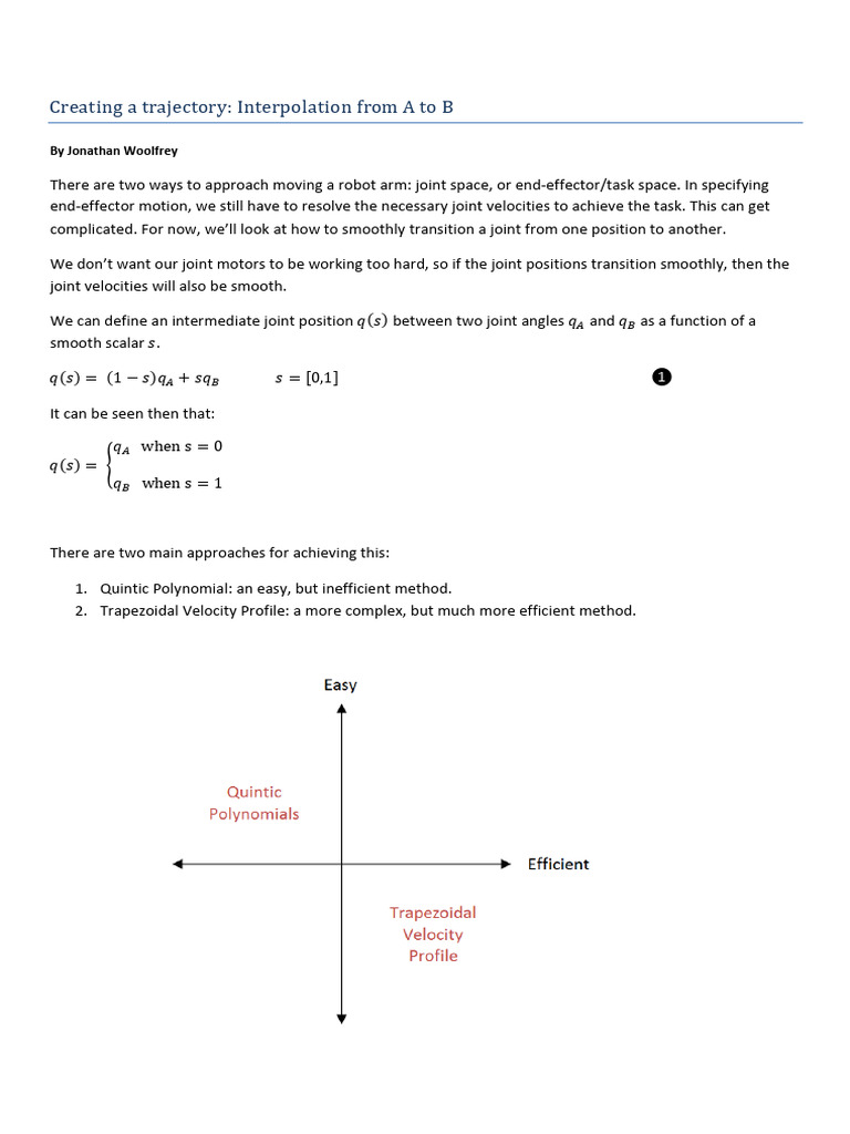 Lab 4 - Trajectory Interpolation Reference Guide | PDF | Polynomial | Interpolation