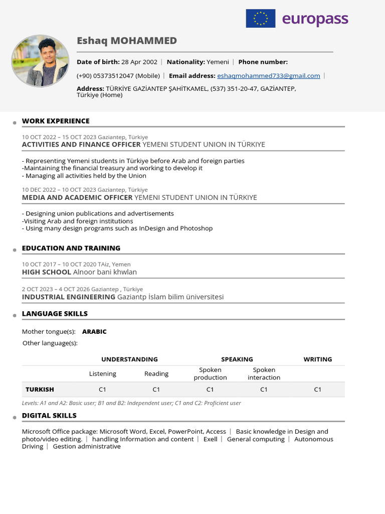 CV - Eshaq MOHAMMED | PDF | Computing | Communication