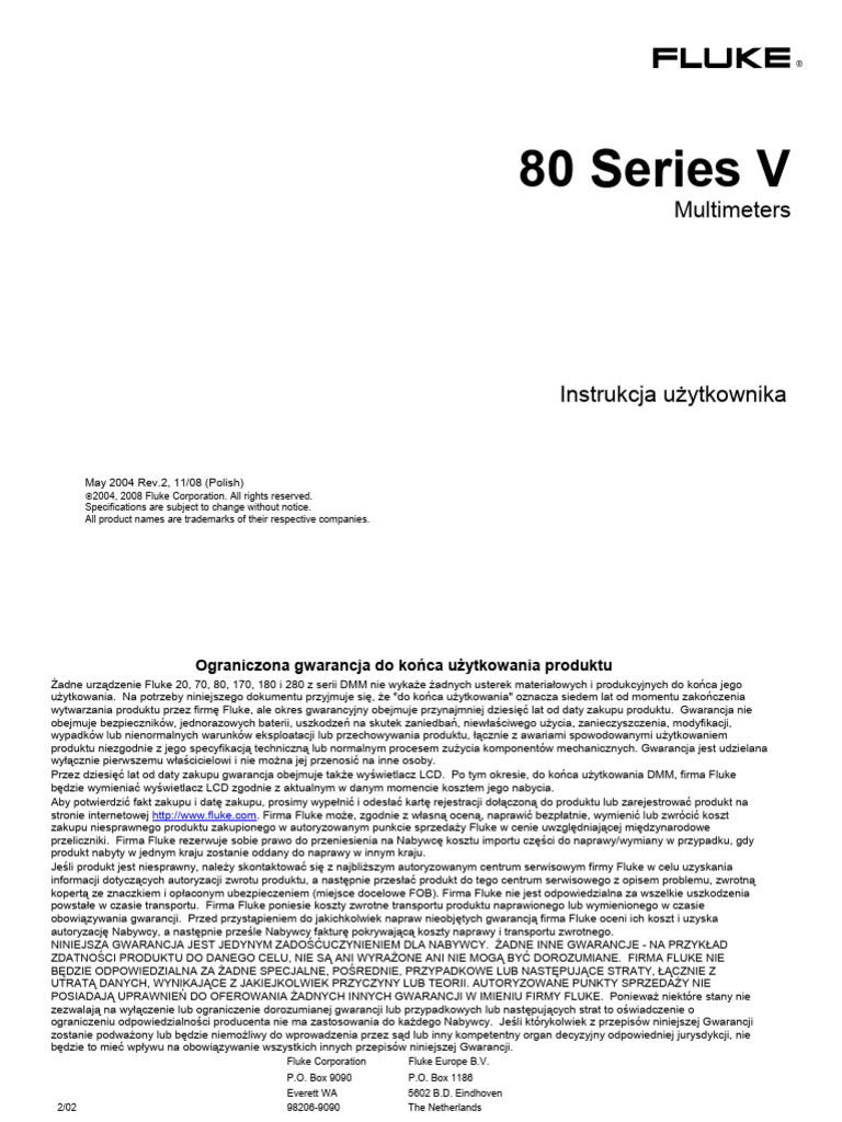 Fluke 83 V Manual (PL) | PDF
