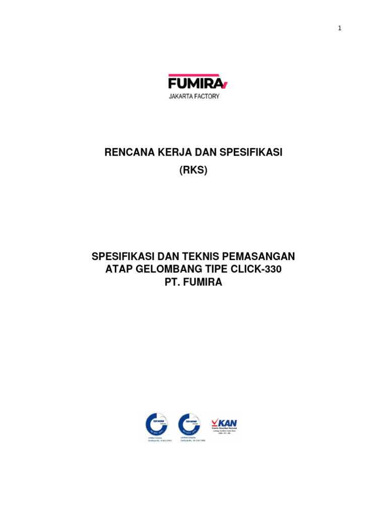 Spesifikasi Dan Teknis Pemasangan Atap Tipe Click-330 - Rev-01 | PDF