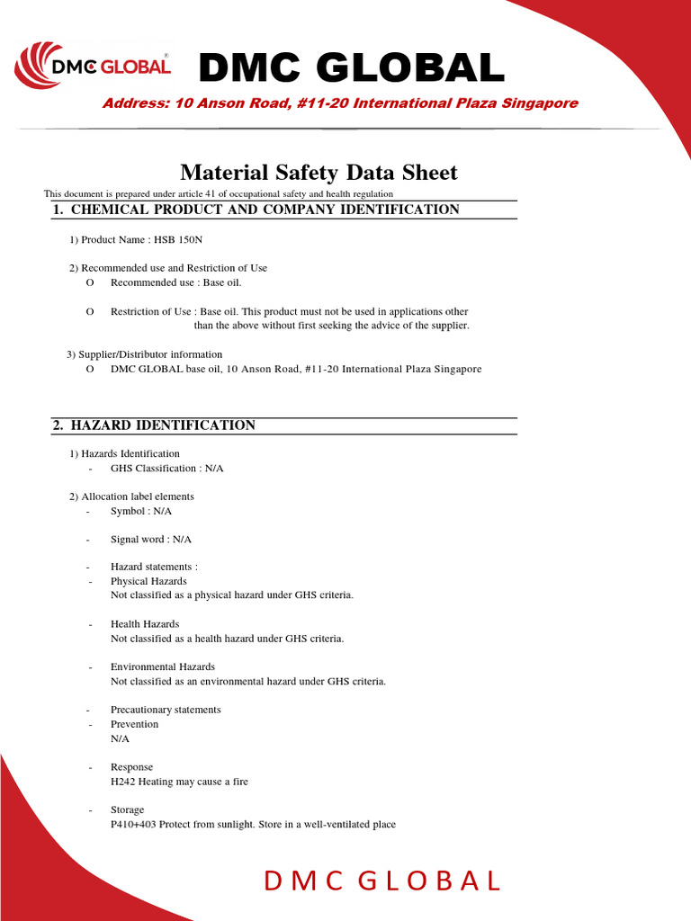 MSDS 150N | PDF | Firefighting | Toxicity