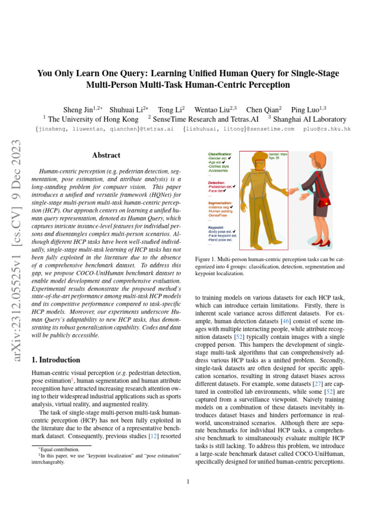 You Only Learn One Query: Learning Unified Human Query For Single-Stage Multi-Person Multi-Task ...