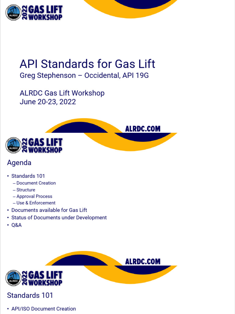 I 8 API Standards For Gas Lift Slide Deck | PDF | Specification ...