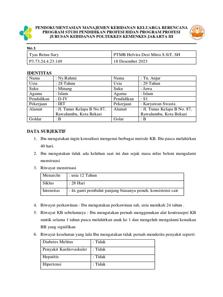 Konsultasi Metode KB Pasca Melahirkan | PDF | Kesehatan Holistik | Sains & Matematika